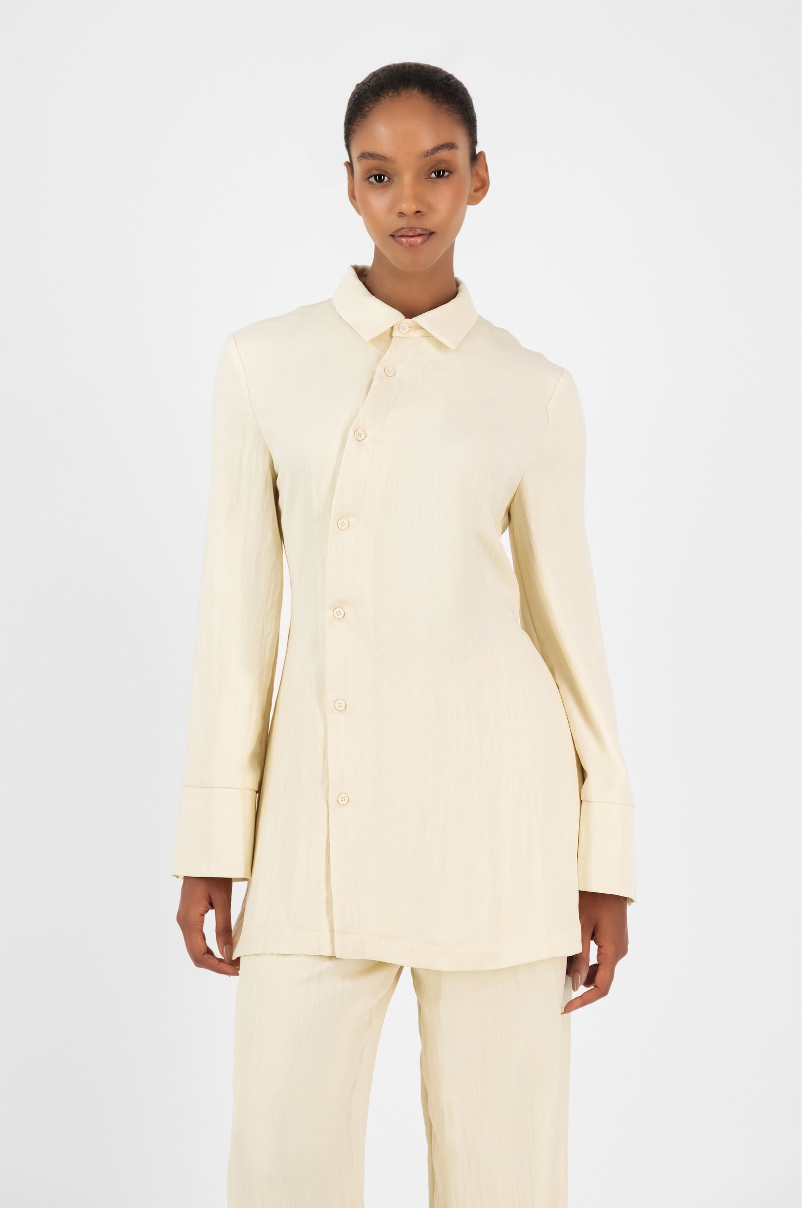 FARES Slanted Button Up – Butter Yellow | A Playful Button Up Shirt